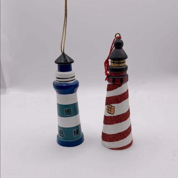 Holiday | Vintage Striped Lighthouse Holiday Christmas Ornaments Set ...
